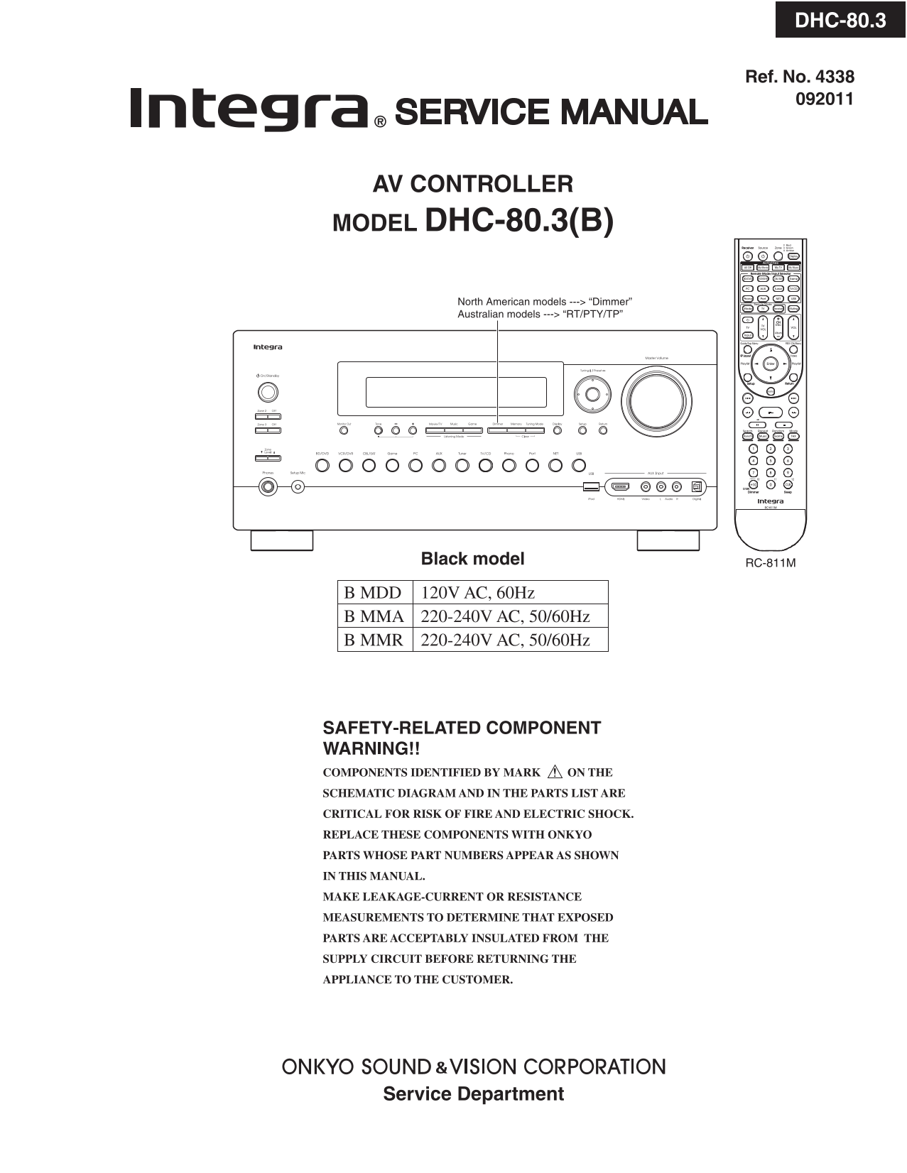 Integra DHC-80.3 AV Receiver Service Manual (Pages: 193) – Manuali