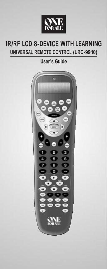 One For All URC9910 and URC9911 Universal Remote Control Operating Man – Manuali