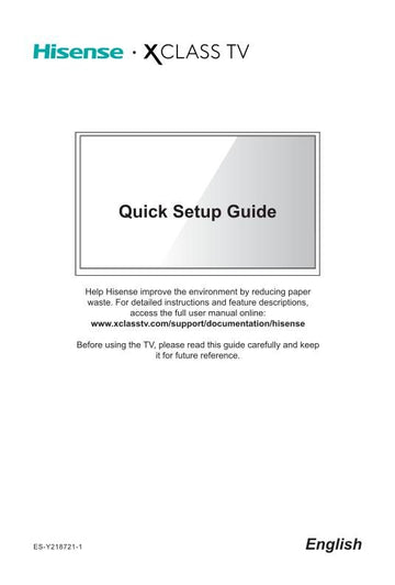 Hisense TV Service & Operating Manuals: PDFs & Hard Copies – Manuali