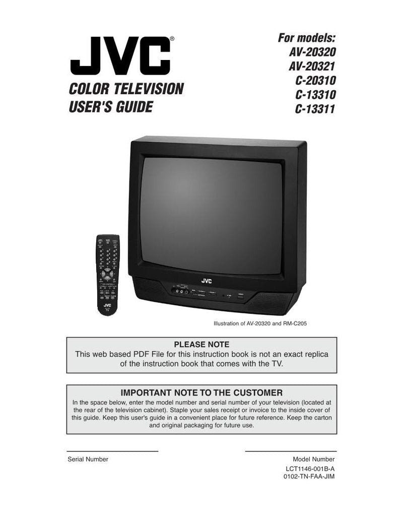 JVC AV20320 AV20321 C13310 TV Operating Manual – Manuali