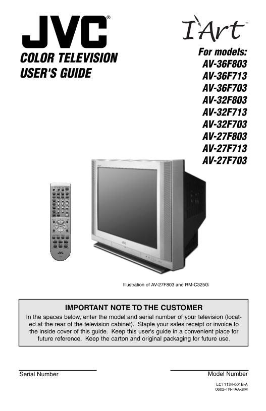 JVC AV27 F 703 713 803 TV Operating Manual – Manuali