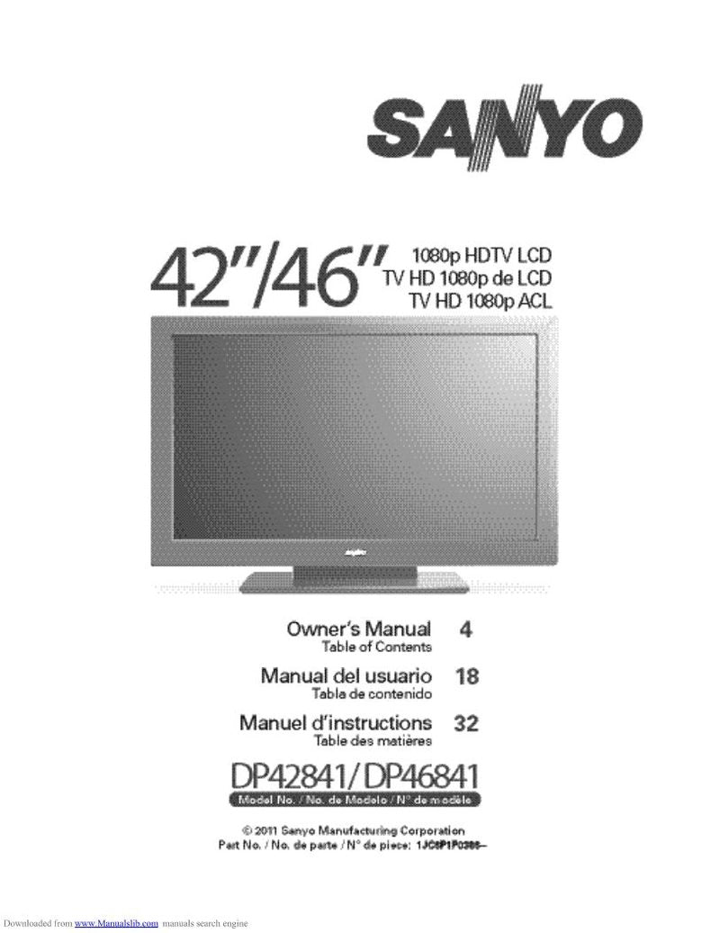 Sanyo DP42841 DP46841 TV Operating Manual – Manuali
