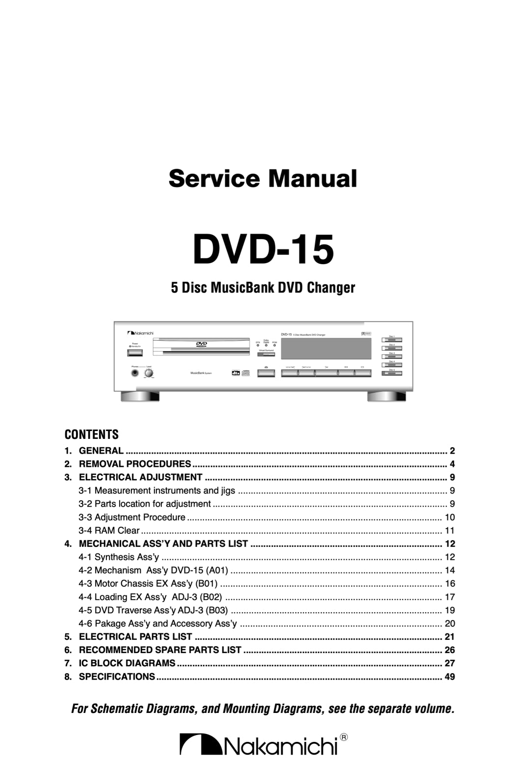 Nakamichi DVD-15 5-Disc DVD Changer/ Player Service Manual (Pages: 62 ...