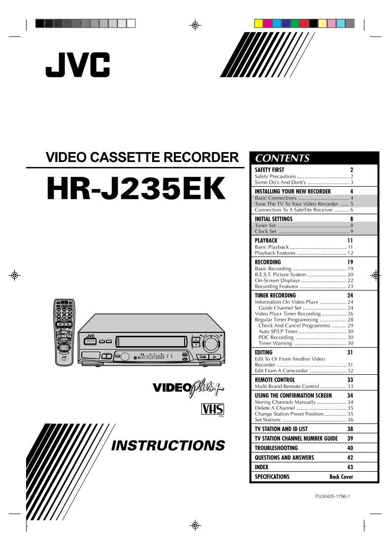 JVC HRJ235EK VCR Operating Manual – Manuali