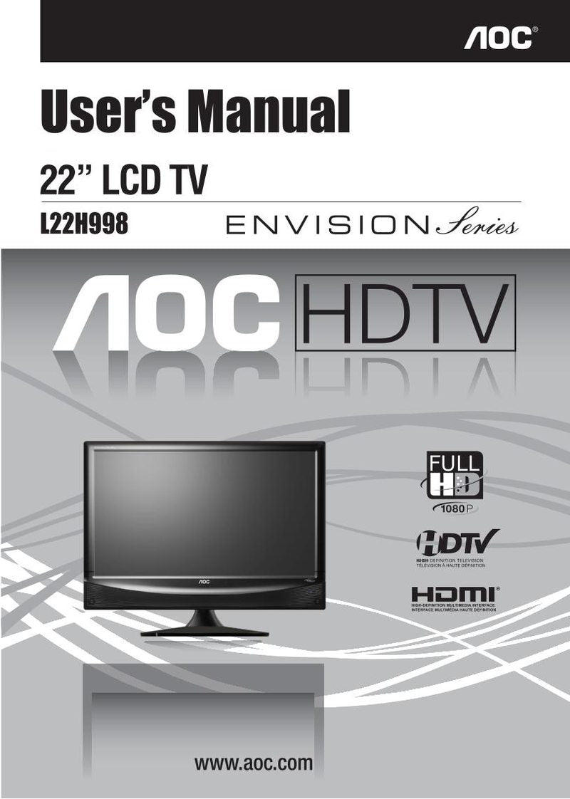 AOC L22 H 998 TV Operating Manual – Manuali