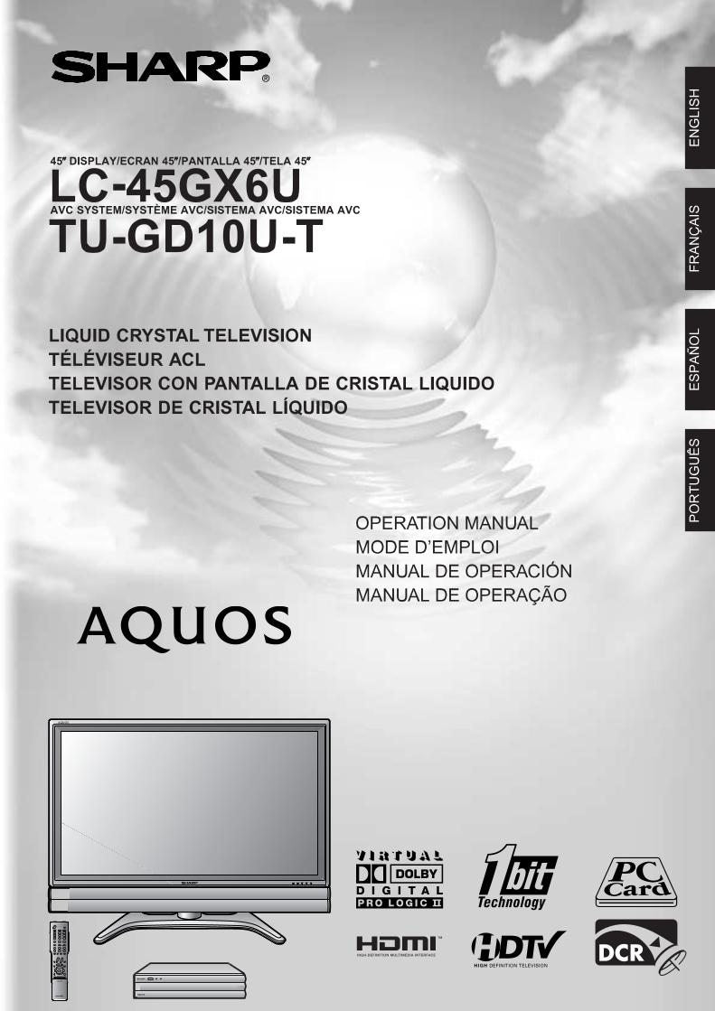 Sharp LC45GX6U TV Operating Manual – Manuali