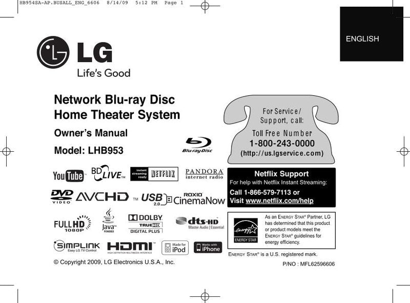 LG LHB953 Home Theater System Operating Manual – Manuali