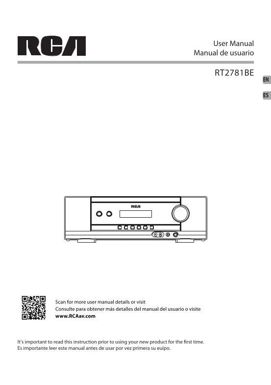 RCA RT2781 BE Audio/Video Receiver Operating Manual – Manuali