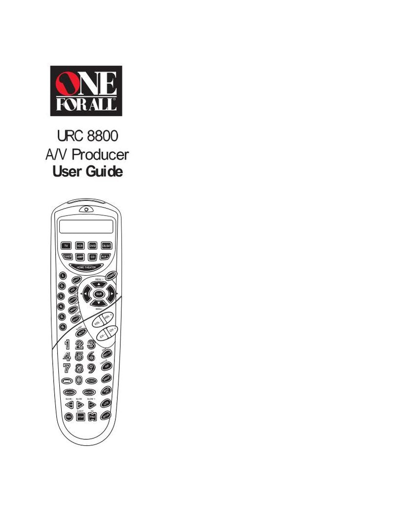 One For All URC8800 & Codes Universal Remote Control Operating Manual – Manuali
