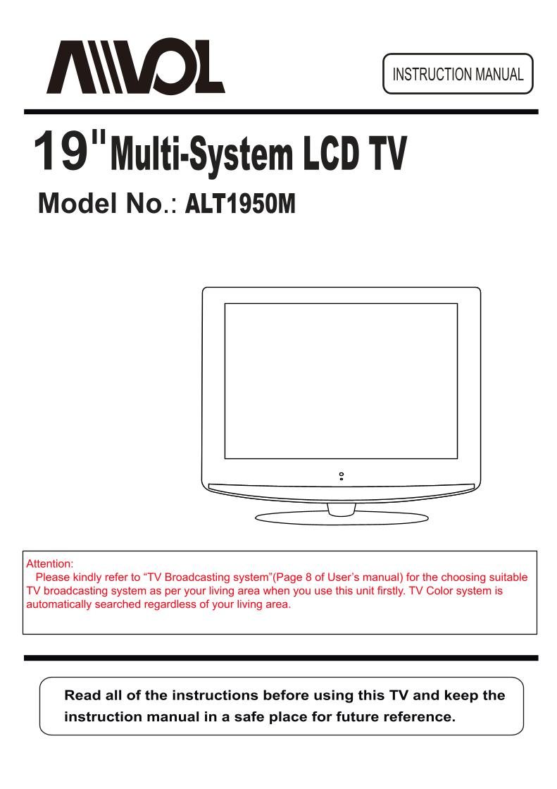 Avol ALT1950MOM TV Operating Manual – Manuali