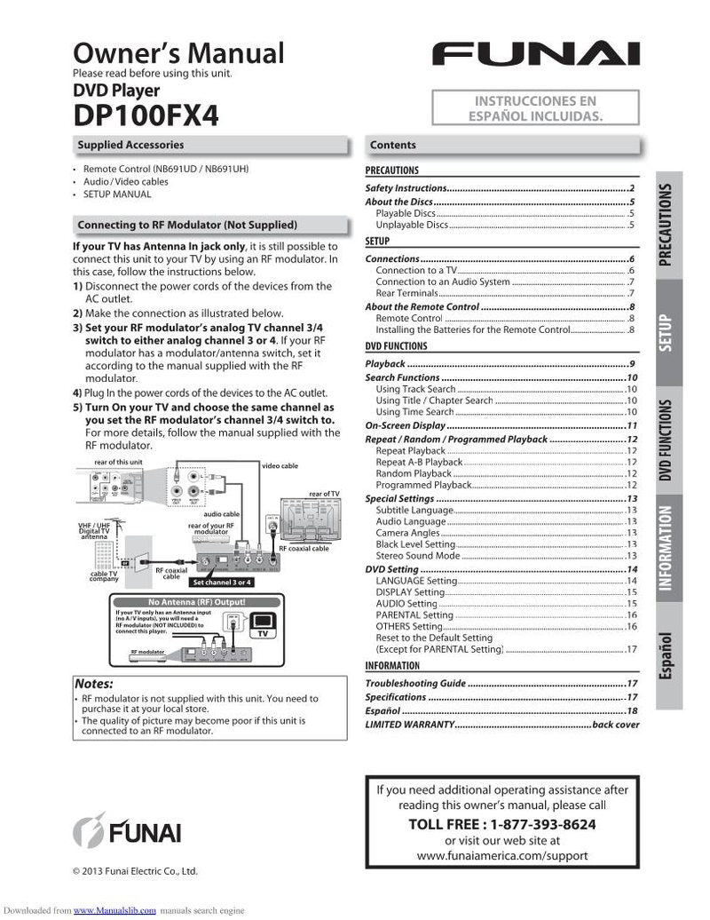 Funai DP100FX4 DVD Player Operating Manual – Manuali