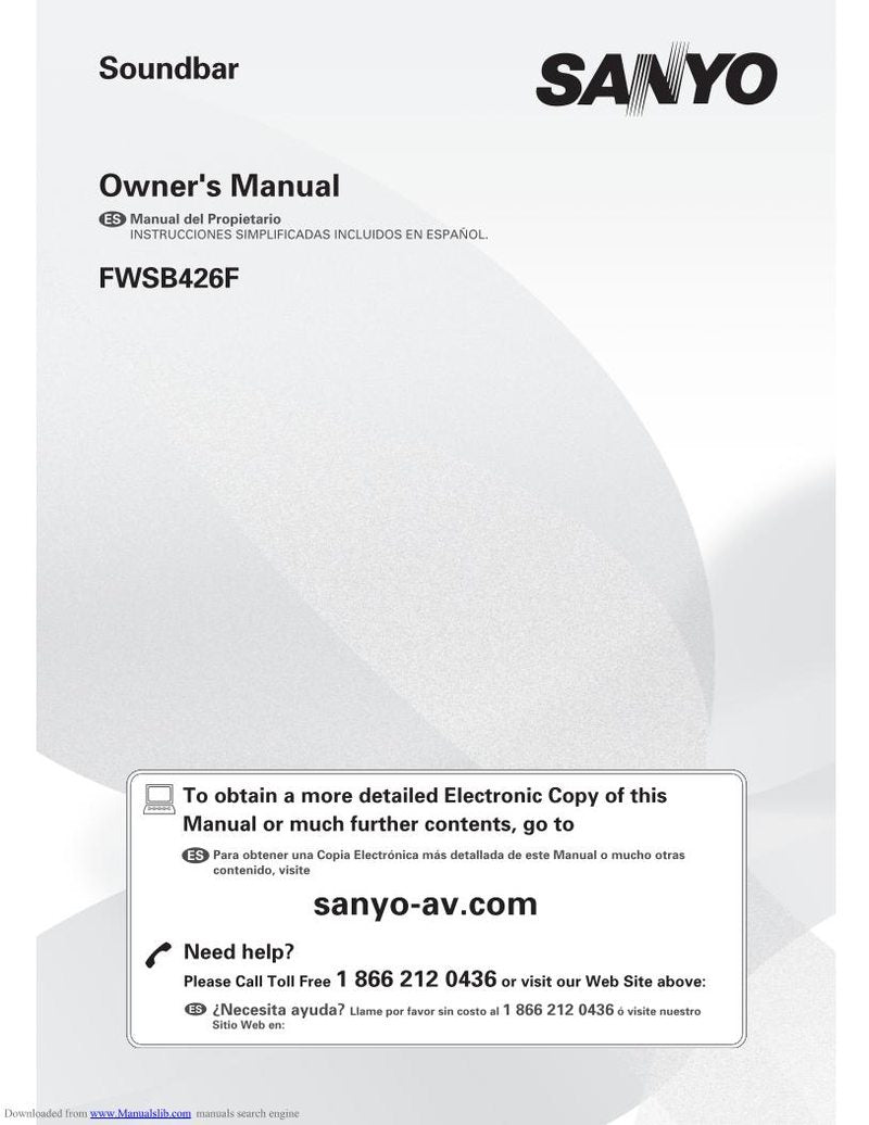 Sanyo FWSB426F Sound Bar System Operating Manual – Manuali