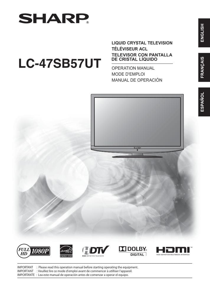 Sharp LC47SB57UT TV Operating Manual – Manuali