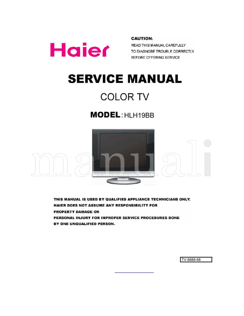 Haier HLH19BB TV-8888-68 (36 pages) TV Service Manual – Manuali