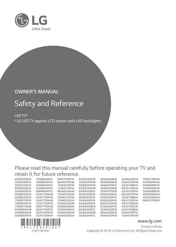 LG 49 SK 8000 TV Operating Manual – Manuali