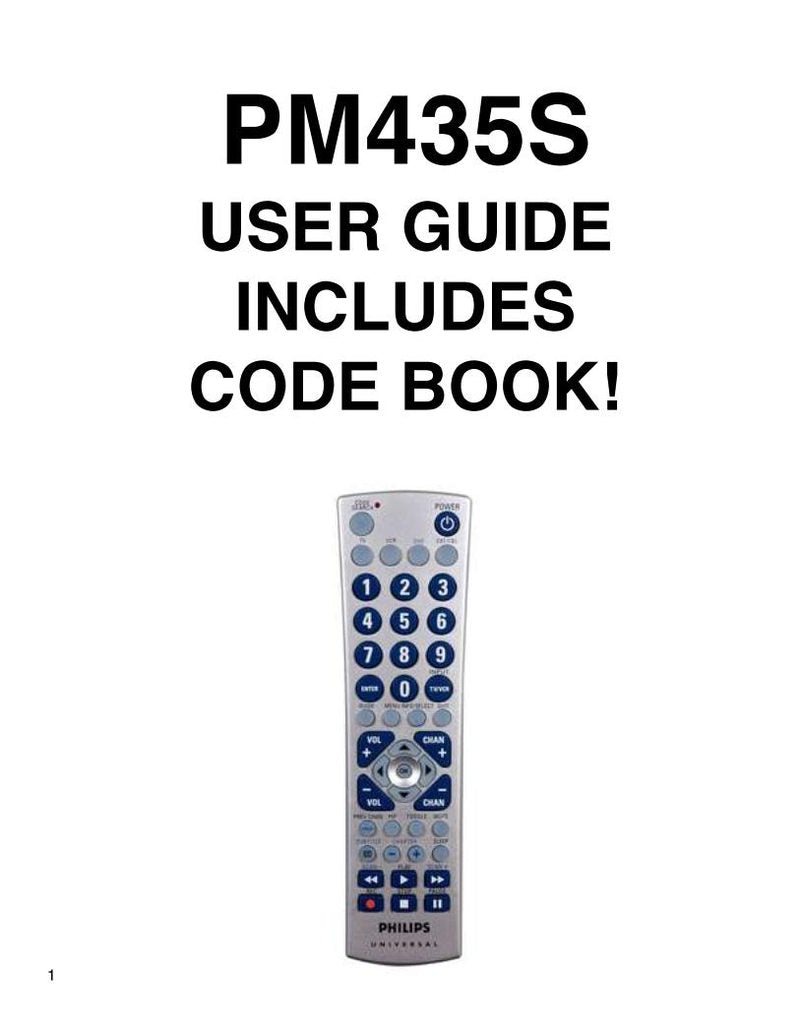 Philips PM435S & CodesOM Universal Remote Control Operating Manual ...
