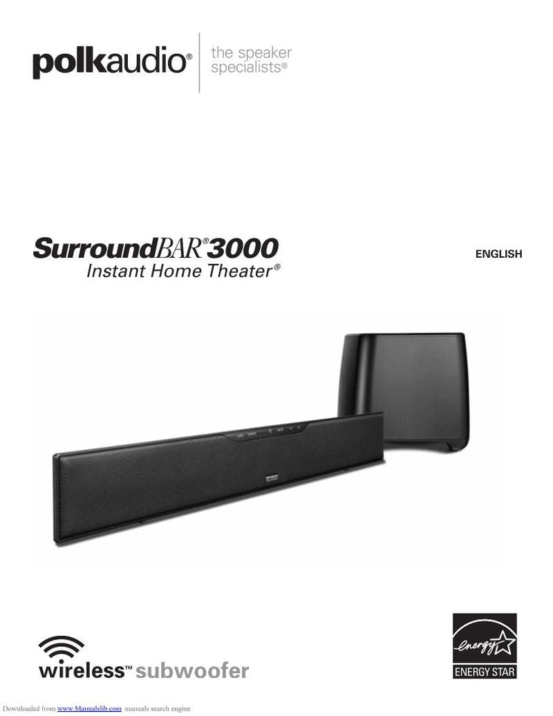 polkaudio SURROUNDBAR 3000 Sound Bar System Operating Manual – Manuali